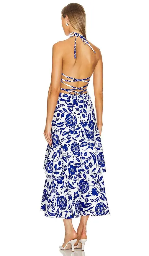 MILLY Floral Print Halterneck Dress