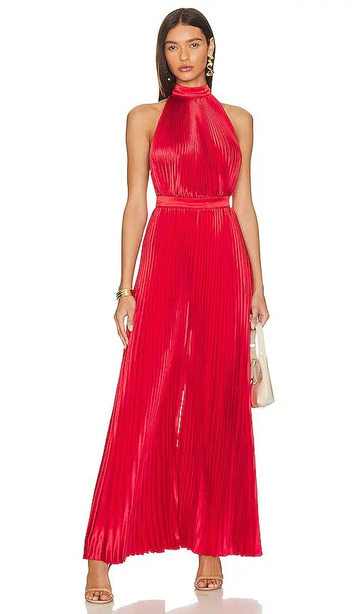 L'IDEE Cinema Low Back Jumpsuit - Red