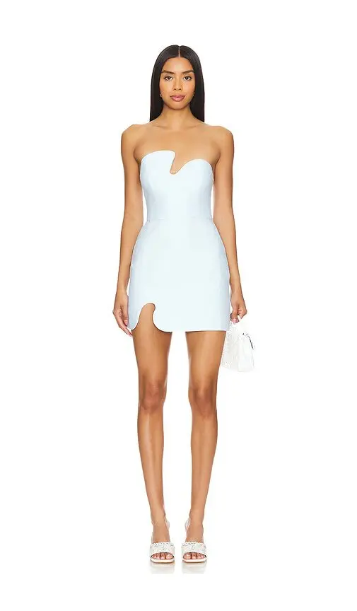 Amanda Uprichard Strapless Puzzle Mini Dress - Blue