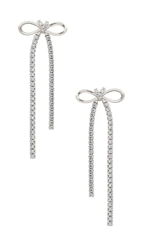 Shashi Bianca Bow Earrings - Metallic Silver