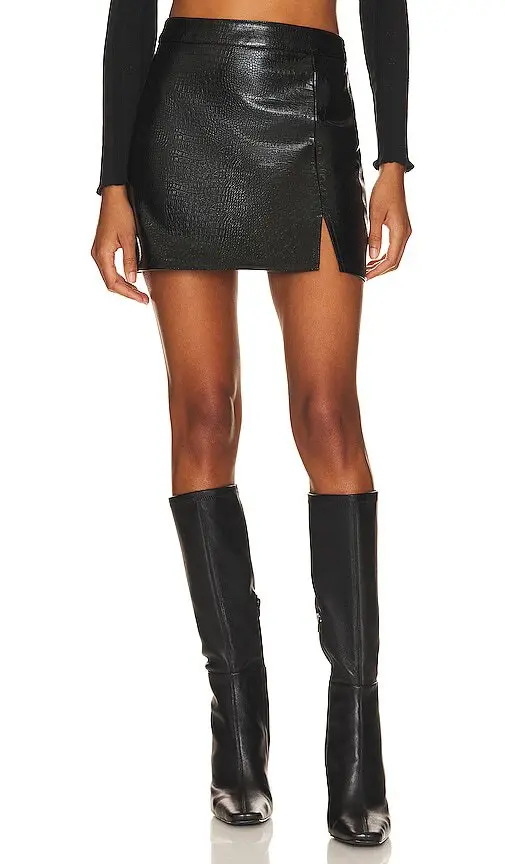 Steve Madden Cameron Croc Embossed Leather Mini Skirt