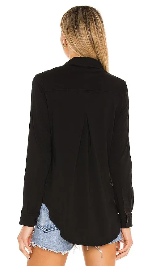 BOBI Lightweight Jersey Button-up Shirt - Black