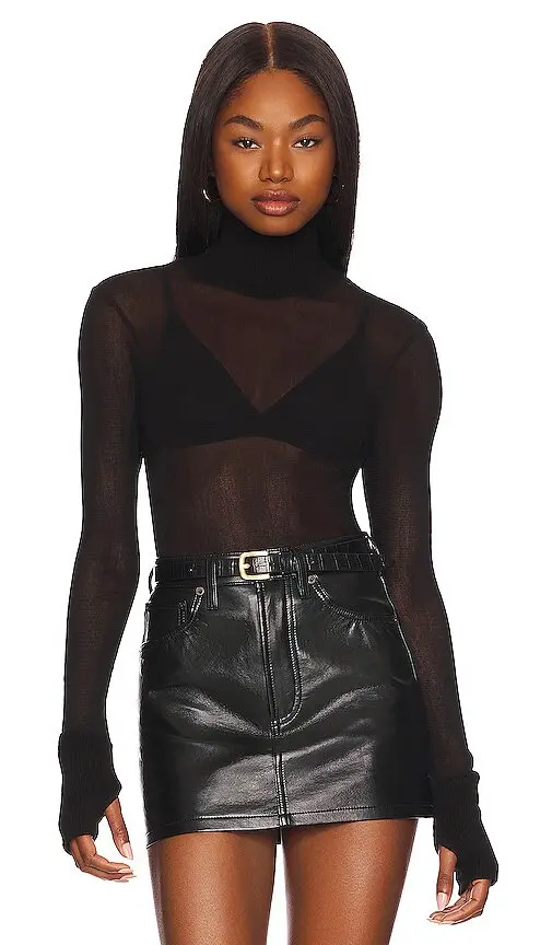 Enza Costa Mesh Cuffed Turtleneck