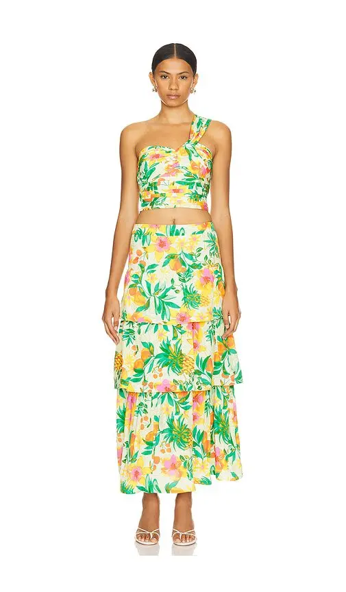 Astr The Label Tiered Floral Print Maxi Skirt