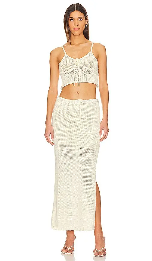 Callahan Rosie Tank Crochet Knit Top With Rosette Detail