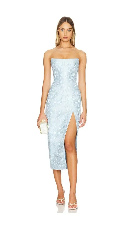 Amanda Uprichard Jacquard Strapless Dress - Blue