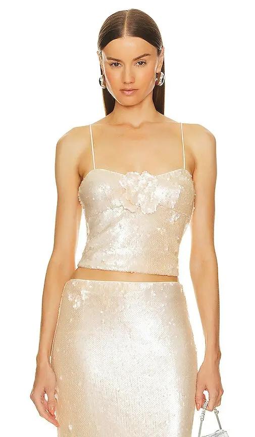 LOVERS AND FRIENDS X Bridget Lilium Sequin Top - Beige