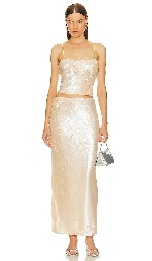 LOVERS AND FRIENDS X Bridget Lilium Sequin Top - Beige