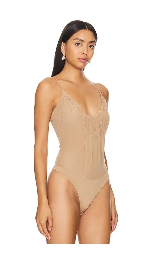 L'Agence Gelina Ruched Bodysuit - Tan