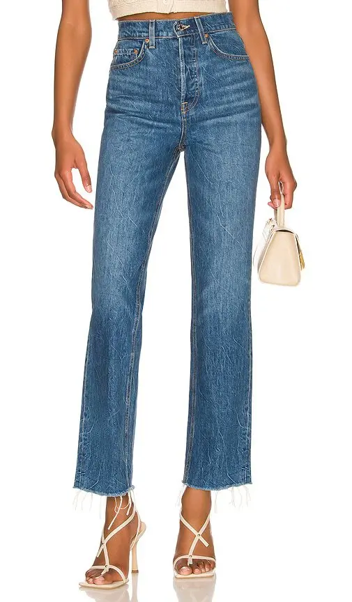 GRLFRND Cassidy Mid Rise Straight - Denim-medium
