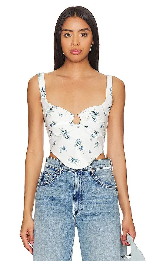 Bardot Cello Bustier With Floral Print And U-ring Detail