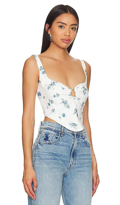 Bardot Cello Bustier With Floral Print And U-ring Detail