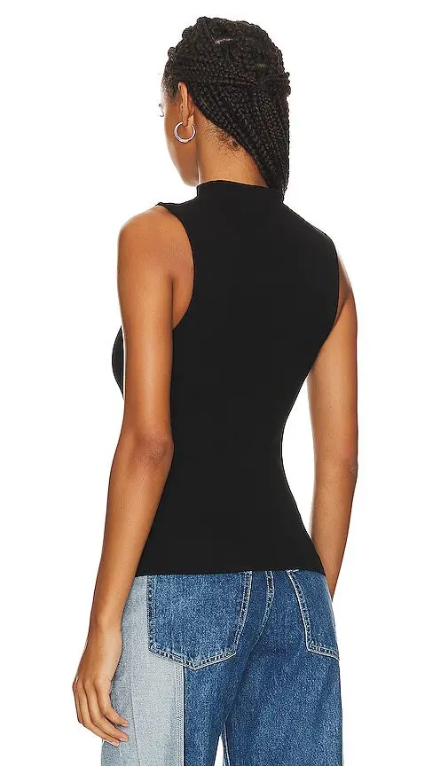 Enza Costa Silk Knit Rib Sleeveless Mockneck