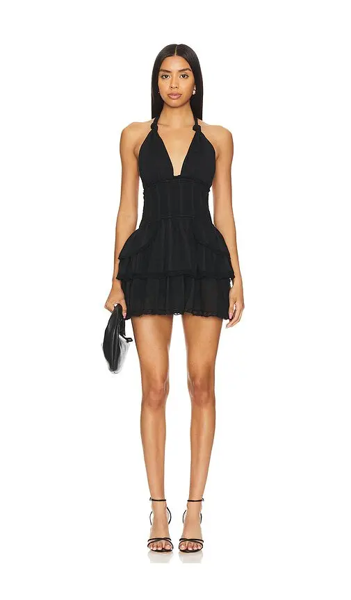 LoveShackFancy Deanna Halter Dress - Black