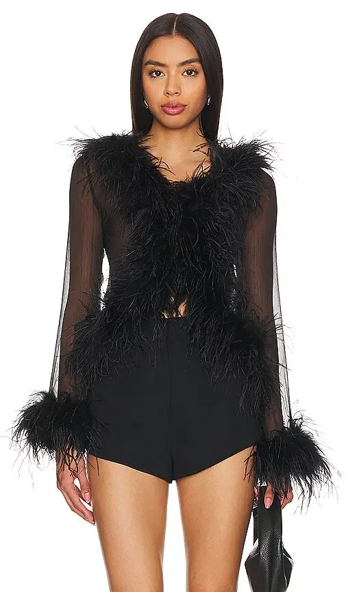 BUBISH Gigi Feather Blouse - Black