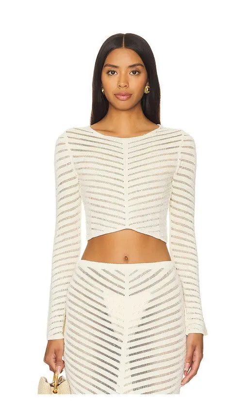 Devon Windsor Raya Crochet Knit Top - Cream