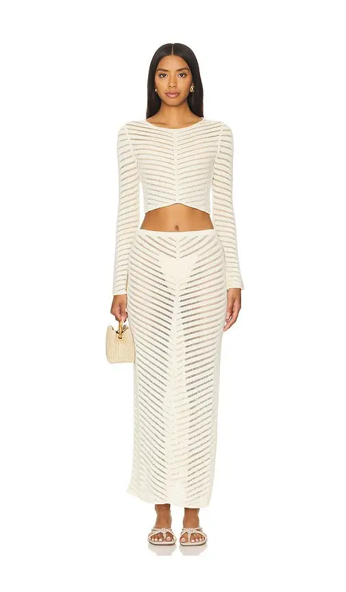 Devon Windsor Raya Crochet Knit Top - Cream