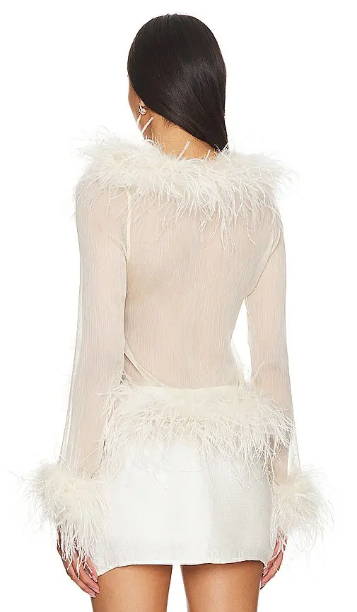 BUBISH Feather Embellished Georgette Blouse - Ivory