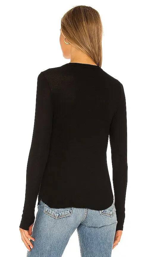 Michael Lauren Alick Rib Knit Long Sleeve Tee - Black