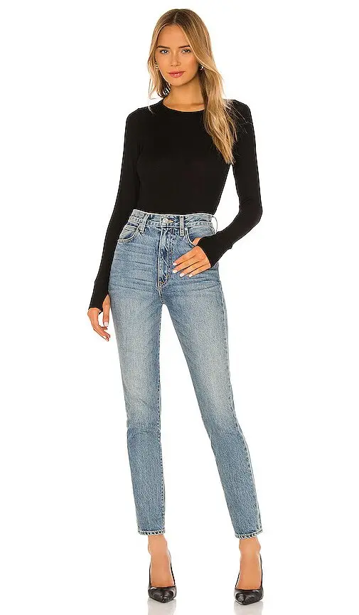 Michael Lauren Alick Rib Knit Long Sleeve Tee - Black