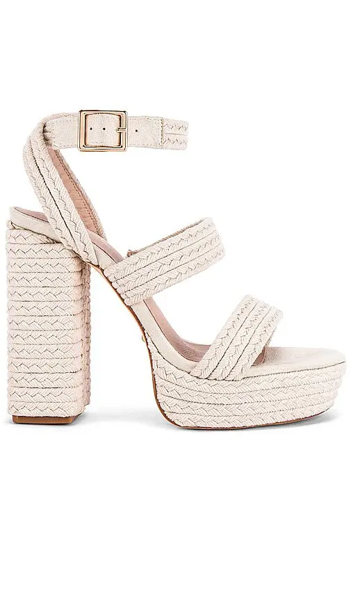 Raye Akita Woven Platform Heel With Buckle Ankle Strap