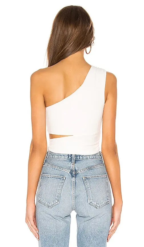 LOVERS AND FRIENDS One Shoulder Tie Detailed Ribbed Knit Top