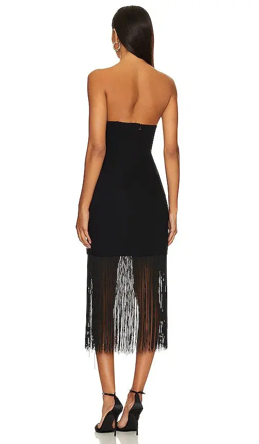 Amanda Uprichard Puzzle Strapless Dress With Fringe Hem