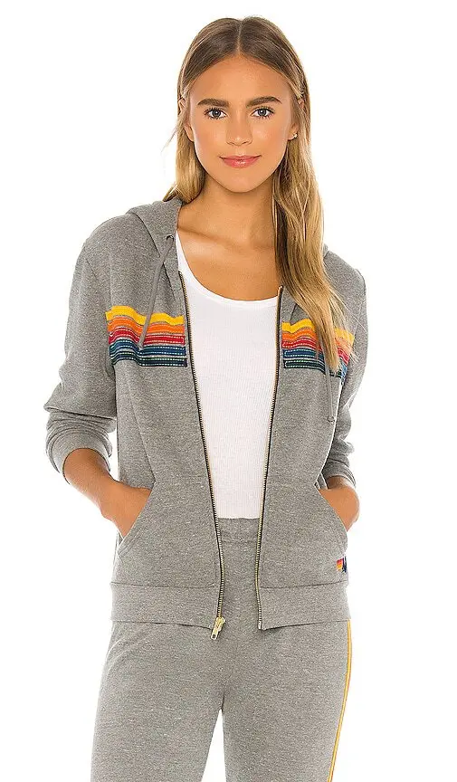 Aviator Nation 5 Stripe Zip Hoodie