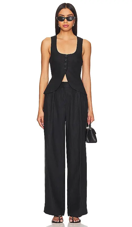 Faithfull The Brand Duomo Wide Leg Linen Trousers - Black