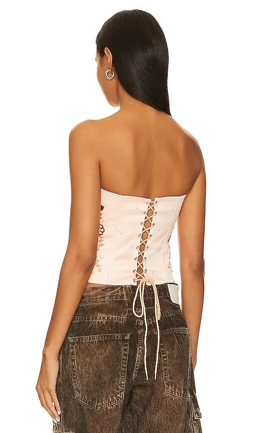 GUIZIO Meadows Corset With Floral Embroidery And Boned Bodice