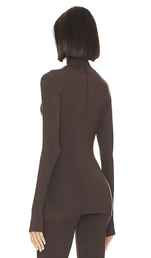 Norma Kamali Slim Fit Long Sleeve Turtle Top