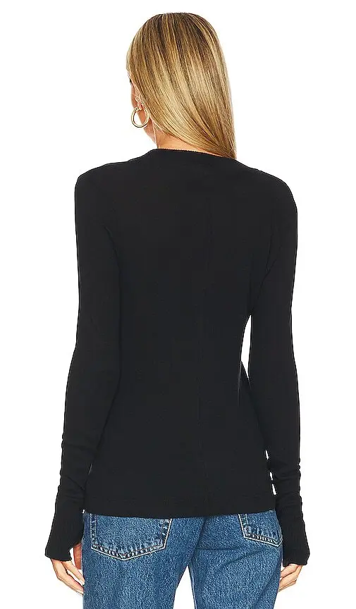 Enza Costa Cashmere Easy Cuffed U Top - Black