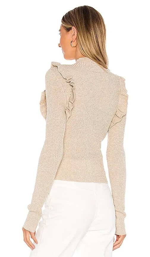 Majorelle Metallic Ruffle Mock Neck Sweater