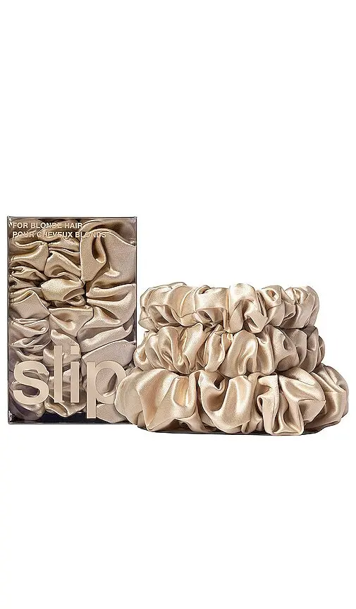 Slip Midi & Large Scrunchie Set Of 3 - Beige