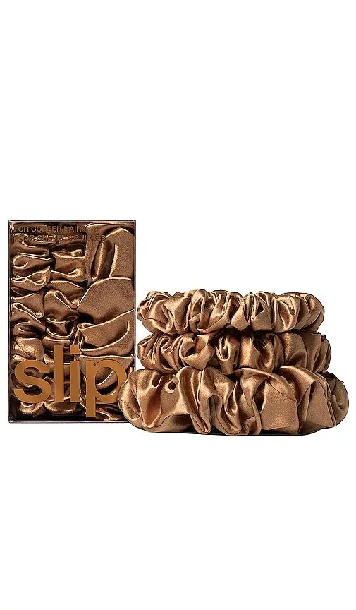 Slip Midi & Large Scrunchie Set Of 3 - Brown
