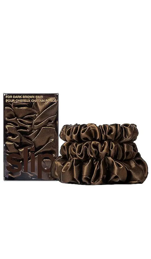 Slip Midi & Large Scrunchie Set Of 3 - Chocolate