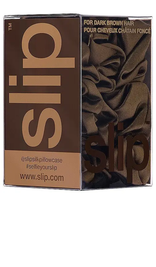 Slip Midi & Large Scrunchie Set Of 3 - Chocolate