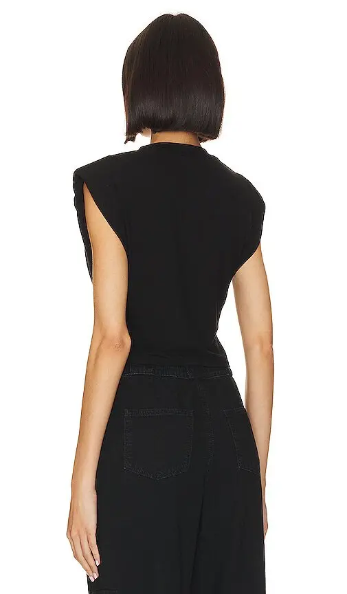 Simkhai Estelle Top With Padded Shoulders And Front Twist Detail - Black