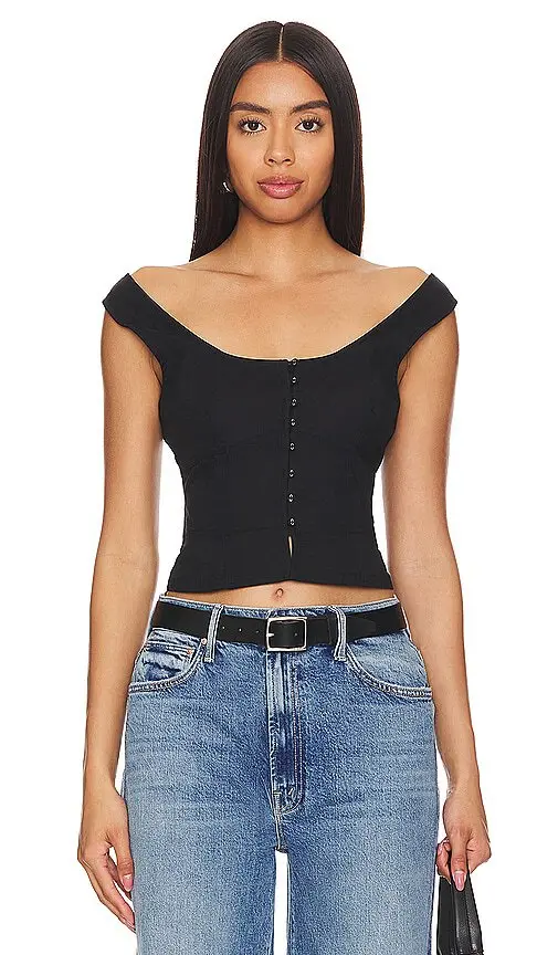 Free People Sally Solid Corset Top - Black