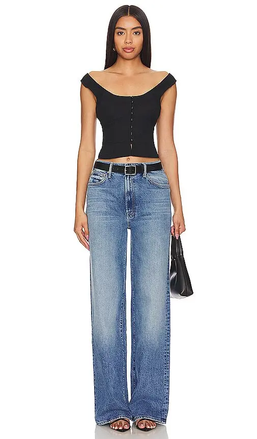 Free People Sally Solid Corset Top - Black