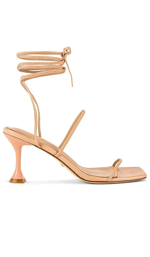 Raye Roo Heel Sandals With Tie Fastening - Beige