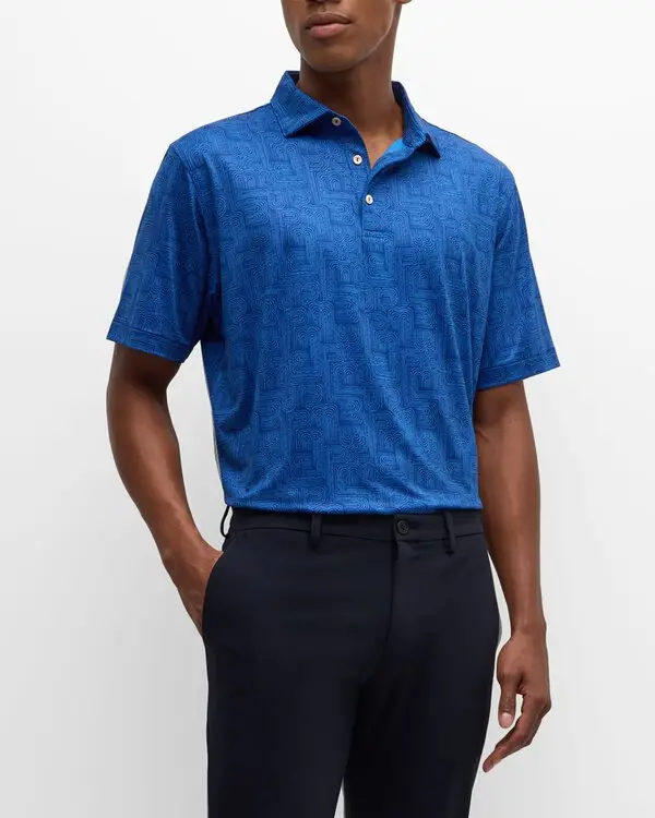 Peter Millar Maze Performance Jersey Polo Shirt In Sport Navy 50