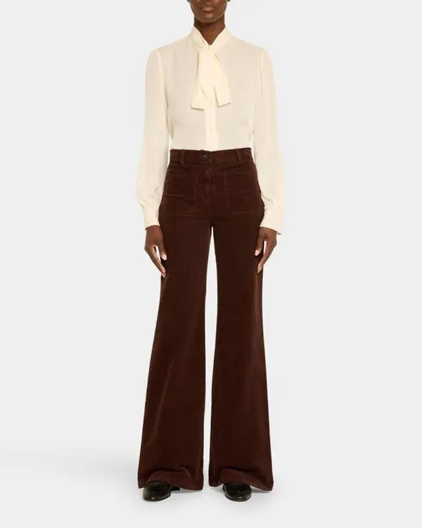 NILI LOTAN Carina Silk Tie-neck Top - Ivory