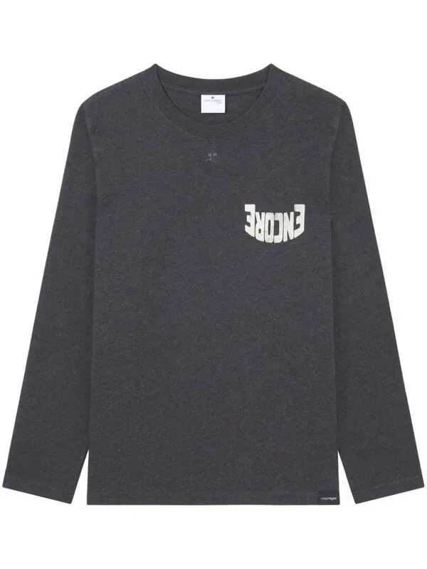 COURREGES Encore Long-sleeved Cotton T-shirt - Grey