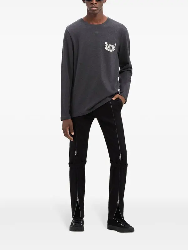 COURREGES Encore Long-sleeved Cotton T-shirt - Grey