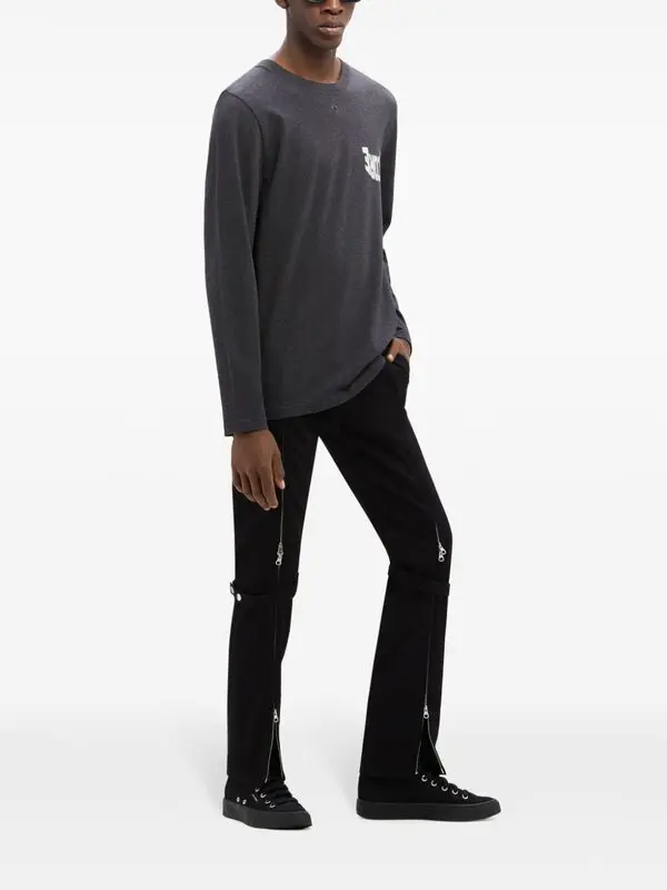 COURREGES Encore Long-sleeved Cotton T-shirt - Grey
