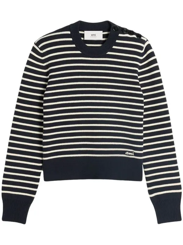 Ami Striped-pattern Sweater - Blue
