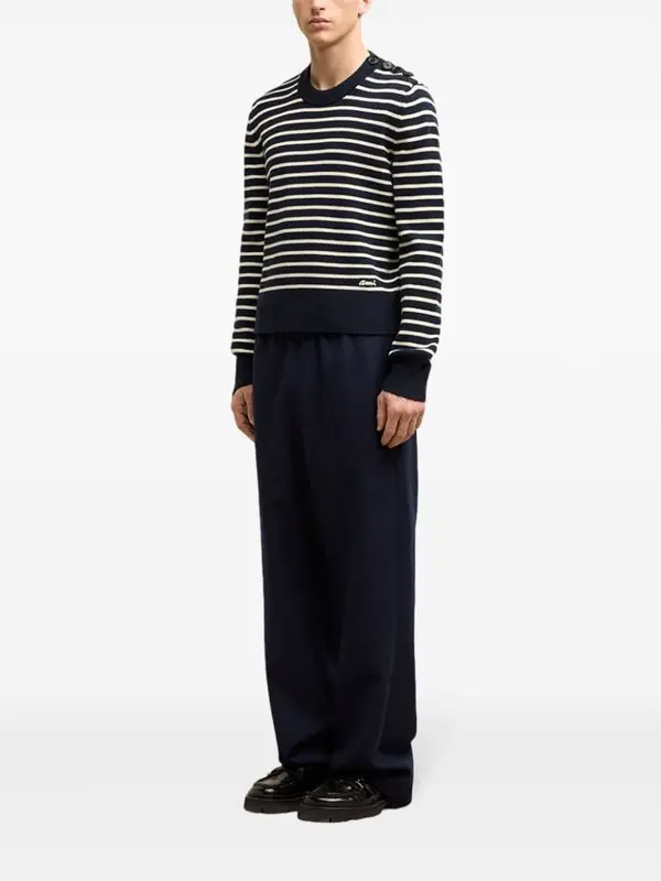 Ami Striped-pattern Sweater - Blue