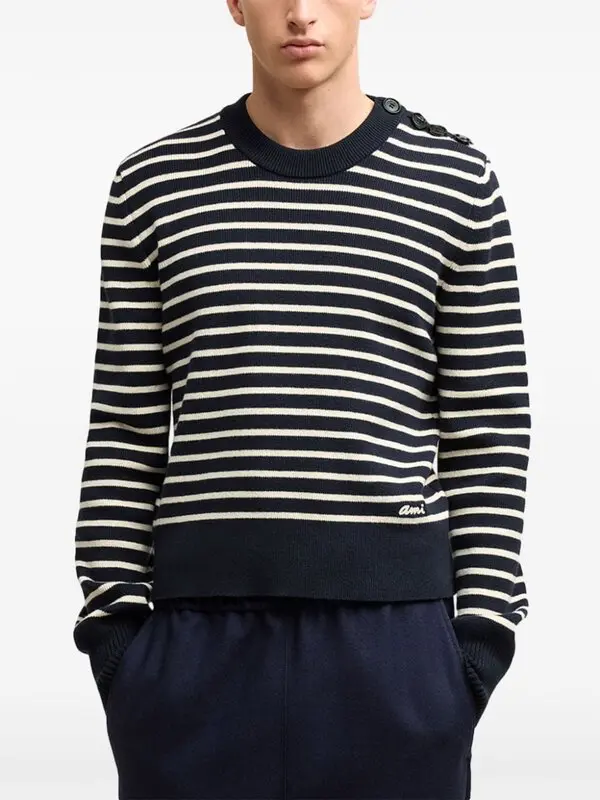 Ami Striped-pattern Sweater - Blue