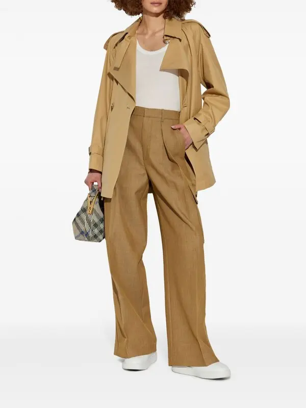 Burberry Pleat-detail Wool Cargo Trousers - Neutrals
